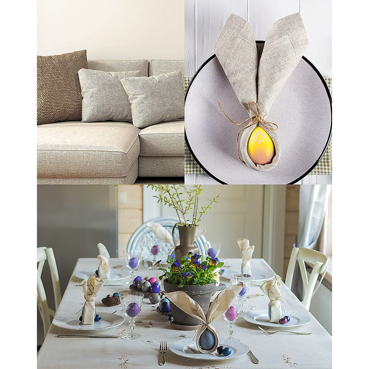 Pllieay 39 x 55 Inch Natural Pure 100% Linen Fabric, Plain Solid Colour Linen Fabric Cloth for Needlework, Dressmaking, Skirts, Bag, Embroidery, Tablecloths and Garments Craft