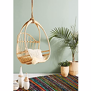 NAQSH Chindi Area Rag Rug 3.5x6 Feet - Recycled Cotton Colorful Reversible Runner Rugs, Multicolor Hand Woven Home Collection,(Green)