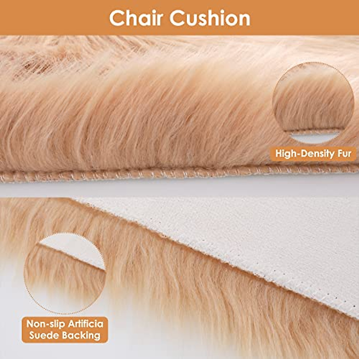 Molain Area Rug Decor Fluffy Soft Small Cushion Backing Carpet Fuzzy Faux Fur Pad Aesthetic Nail Art Table Locker Desk Mat Floor Modern Bedroom Apartment Living Room Girls Accessories (Round Khaki)