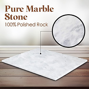 Homeries Marble Cutting Pastry Board (20 x 16 Inches) - Marble Serving Tray for Cheese, Pastries, Bread - Large White Fancy Marble Slab for Cake Display Marble – Sleek Design & Non Slip Rubber Feet