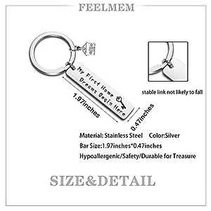 FEELMEM New Home Keychain My First Home Dreams Begin Here Keychain First Home Gift Realtor Gift Key Chain Housewarming Gift for New Home Owner (silver)