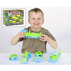 POPULAR PLAYTHINGS Magnetic Mix or Match Vehicles 2 Toy Play Set, 12 Pieces