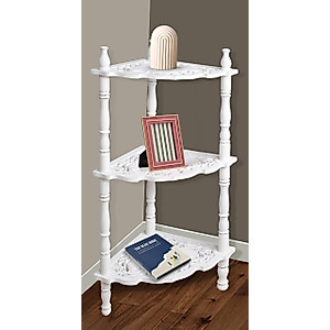 Corner Book Shelf, Corner Table, Corner Shelf Stand, Bathroom Corner Shelf, Corner Shelves for Small Space, Standing Shelf Units Home Office - (L 14.5X W 14.5X H 40 - Antique White)