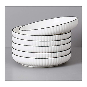 GRFIT Dishes Plates White Dinner Plate Rimmed with Black Line, 7 Inch Round Plate Set, Porcelain Plate Suitable for Pasta, Dessert, Salad Home dining plate
