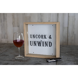 Foreside Home & Garden Uncork & Unwind Wooden Cork Holder Shadow Box, Brown