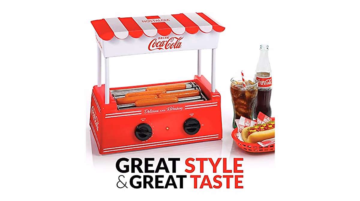 Nostalgia Coca-Cola Hot Dog Roller: Cook 8 Dogs Easily