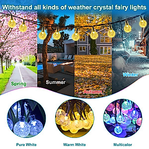 TYNLED Crystal Globe String Lights Outdoor, 60LED 36Ft Waterproof Solar String Fairy Lights Globe Crystal Balls Lighting for Home Garden Yard Patio Christmas Decoration