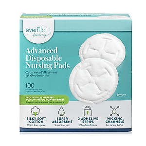 Evenflo Feeding Disposable Breast Pads for Nursing Women, Breathable and High Absorbency White (Pack of 100)