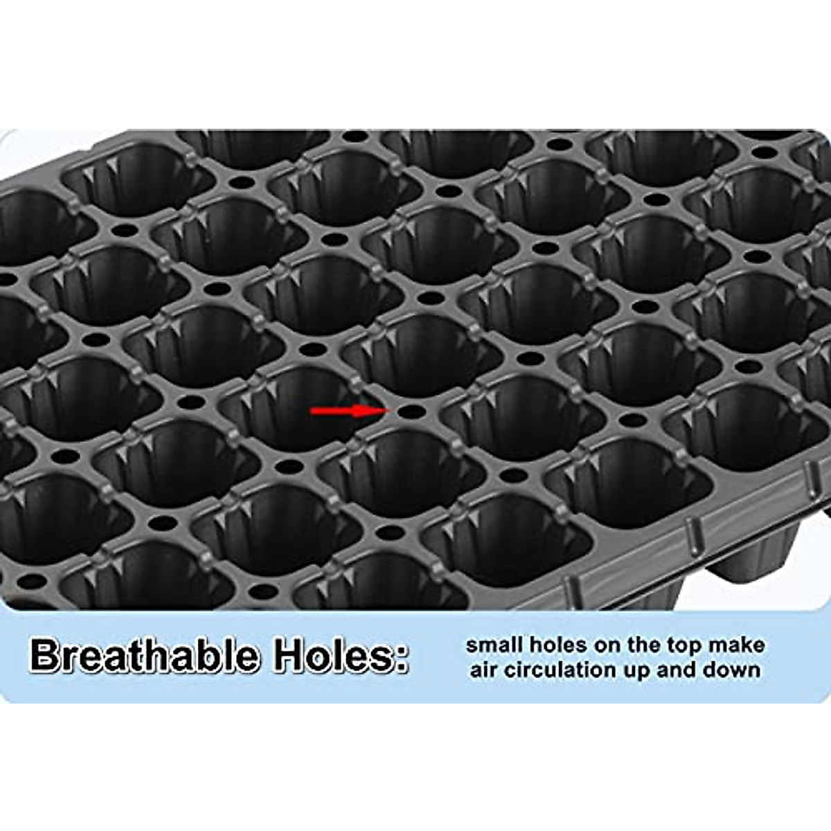 RooTrimmer 10Pcs Seedling Trays Seed Starter 1020 Tray, Plant Grow Kit Greenhouse with Humidity Domes and 200 Cell Seedling Trays