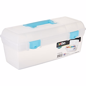 ArtBin 83805 Essentials Lift-Out Tray Box, Portable Art & Craft Organizer with Handle and Tray, Clear