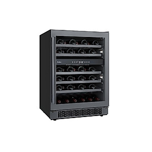 Avallon AWC241DBLSS 24 Inch Wide 46 Bottle Capacity Free Standing Wine Cooler with LED Lighting and Double Pane Glass