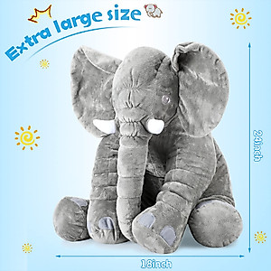 Yulejo Giant Stuffed Elephant Plush Animal Toy Back to School Party Favor Huge Stuffed Elephant Soft Elephant Large Stuffed Animal Doll Gray Elephant Plush for Kids Girlfriend Home Decor(15.7 Inch)