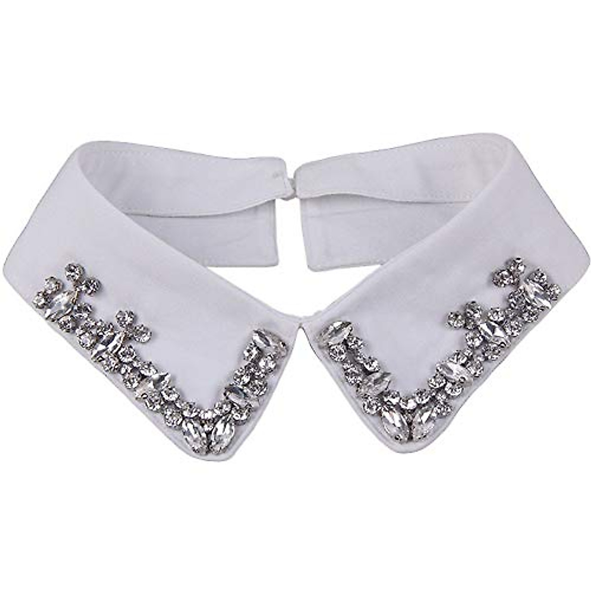 Women's Stylish Detachable Rhinestones Half Shirt Blouse False Collar Choker Peter Pan Necklace Fake Collar