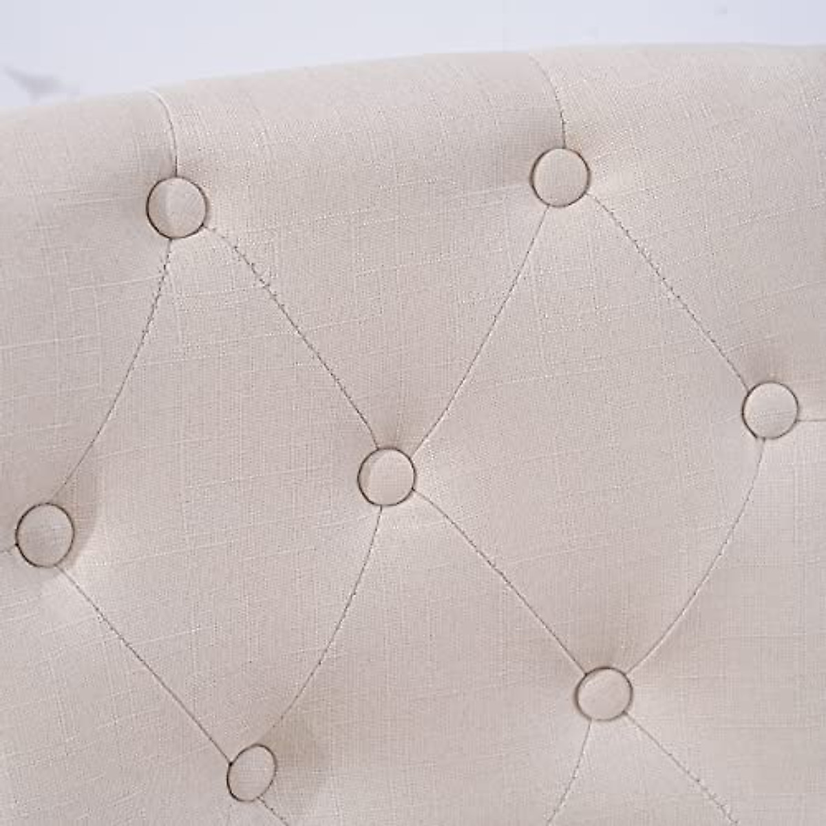 nozama Upholstered Dining Chairs Set of 2 Elegant Tufted Fabric Parsons Chair with Solid Wood Legs (Dark Beige)