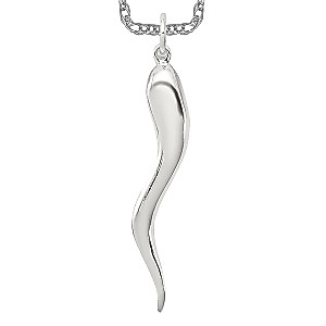 925 Sterling Silver Cornicello Italian Horn Necklace Lucky Protection Amulet Pendant Chilli Pepper Charm 40mm x 6mm Only