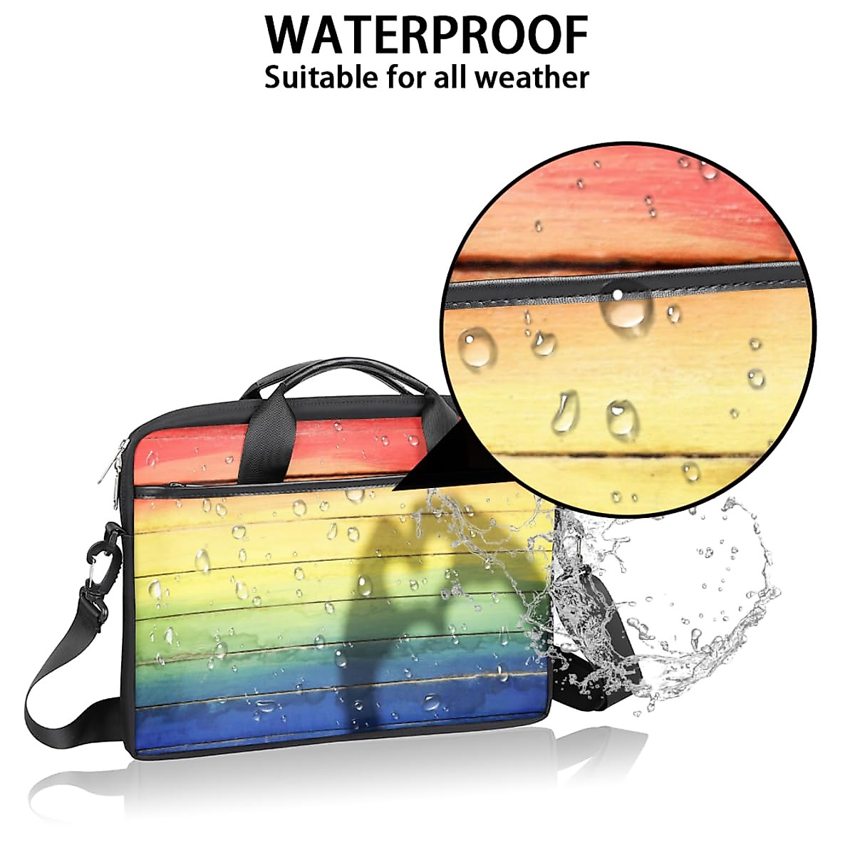 Rainbow Love Print Laptop Computer Bag Waterproof Shoulder Messenger Bag 13-15 inch Durable Laptop Tote Bag with Shoulder Strap Handle Lightweight Crossbody Briefcase