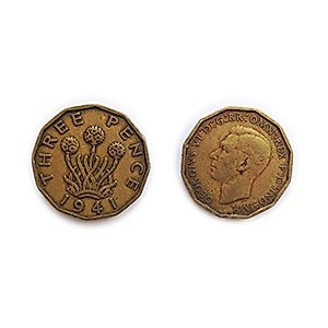 Stampbank Coins for Collectors - Circulated British 1941 Threepenny Bit / Three Pence 3p Coin / Great Britain