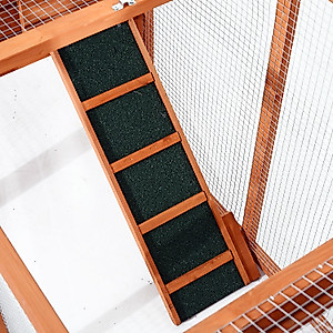 PawHut Dual Wooden Chicken Coop with Garden Bed, Large Outdoor Hen House with Nesting Boxes Removable Trays, Ramps Run, for Garden Backyard, 123" x 27.5" x 42.5", Natural Wood