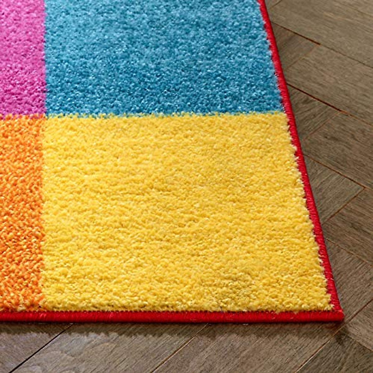 Well Woven StarBright Bright Square Modern Geometric Multi 5' x 7' Kids Area Rug, Multicolor