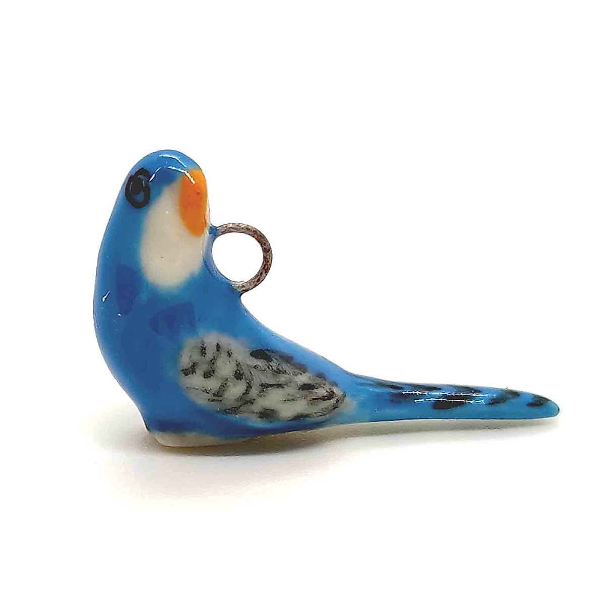 SSJSHOP Macaw Bird Micro Tiny Dollhouse Figurines Ceramic Hand Painted Animals Collectible Small Gift Home Garden Decor (Blue Pendent)