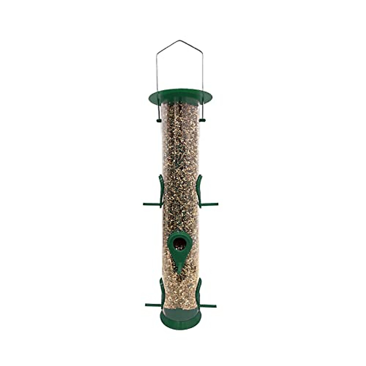 MIXXIDEA Bird Feeder Tube Hanging Feeders, 6 Port Wild Bird Feeders Premium Hard Plastic with Steel Hanger Weatherproof and Water Resistant Great for Attracting Birds 18.2 Inches Large (Dark Green)