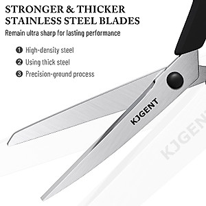 Scissors All Purpose 4-Pack, Heavy Duty Scissors Set with Thick and Sharp Blades, Premium shears with Soft Handles, Paper Scissors for Office Household Fabric Craft School Supplies (Black)