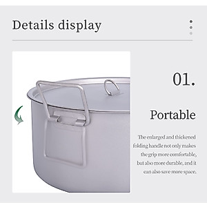 Boundless Voyage 5L Titanium Stock Pot with Lid Folding Handle Soup Pot for Outdoor Camping Hiking Picnic Home Kitchen Ultralight Cookware Ti2104C