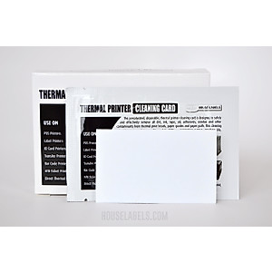 HouseLabels 2.1" x 3.425" Thermal Printer Cleaning Cards for Printheads Compatible with DYMO, Brother, Zebra and Other Thermal Printers, 1 Box of 25 Cleaning Cards