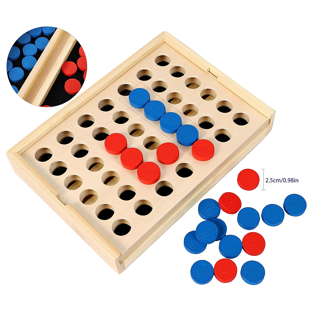 TOWO Wooden 4 in a Row Game - Classic Strategy Game for Adults Children-Connect The 4 Discs of Same Colour in a Row - Travel Games Family Board Games Toys Gift for 6 Years Old Kids Boys Girls Adults