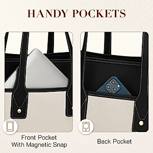 Missnine Tote Bag Canvas Laptop Bag 15.6 inch Work Bags for Women Teacher Bag Casual Computer Shoulder Purse for Office, College, Travel