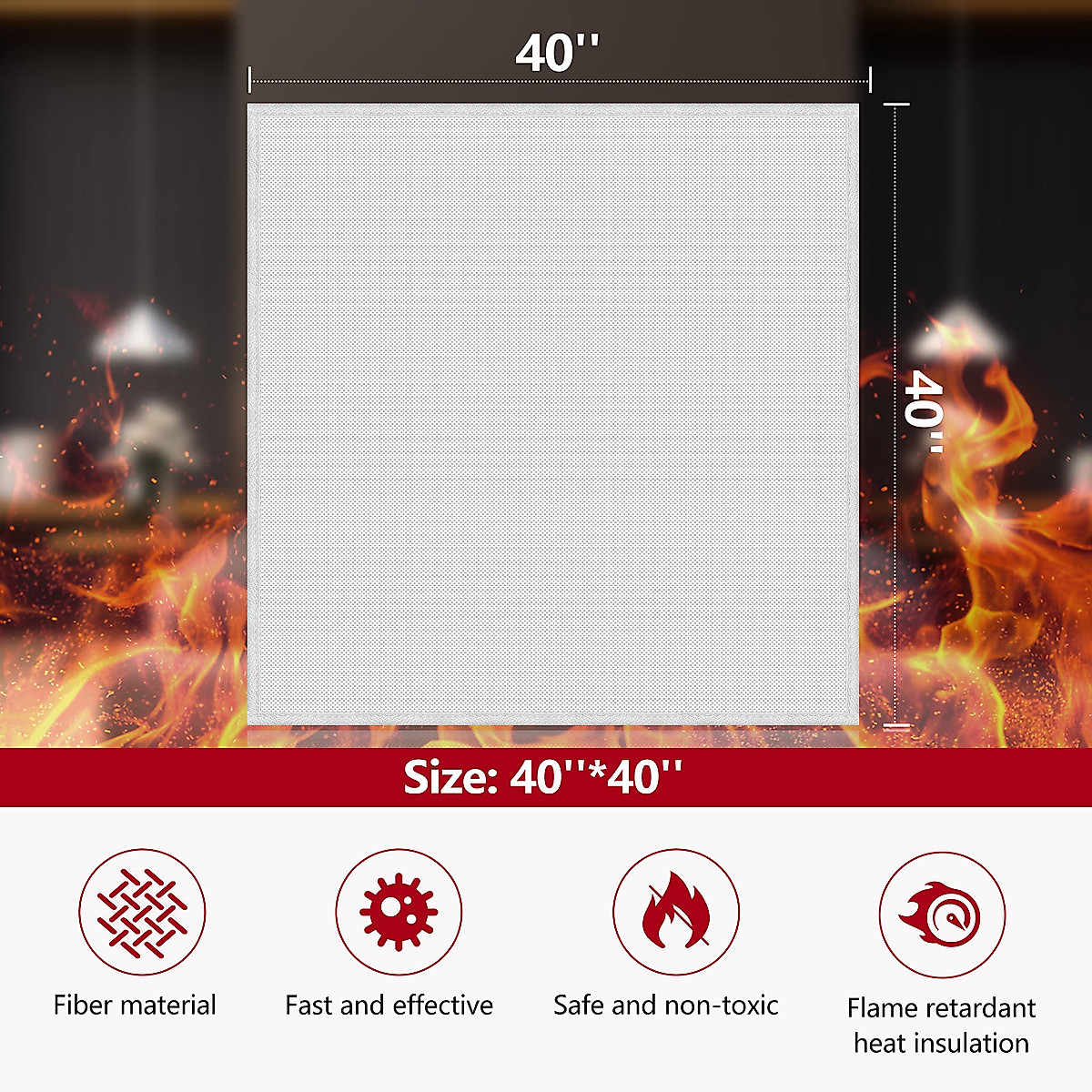 Fire Blanket, Fiberglass Fire Emergency Blankets, Suppression Flame Retardant Fireproof Survival Safety Fire Suppression Blanket, for Kitchen Home Car Office Warehouse Camping BBQ School Fireplace