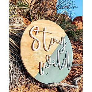 Lavender Inspired Stay Wild Wood Sign for Nursery, Boho Design 3D Laser Cut Wall Art Decor, Nursery Signs Decor, Kids Room Decor, Nursery Decor for Baby Boys and Girls,-Baby Room Sign, 12 Inch