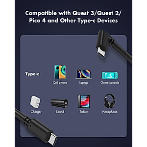 KIWI design Link Cable USB A to Type-C, 10 Feet/3m USB C 3.0 Cable Compatible with Quest 3/2/1/Pro, and Pico 4 (Black)