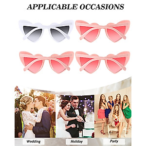 Flutesan 12 Pair Wedding Heart Shaped Sunglasses Bachelorette Vintage Cat Summer(Multi Colors)