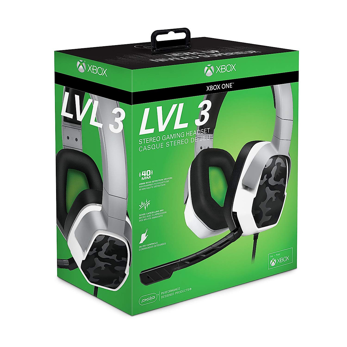 PDP Gaming LVL3 Wired Headset With Noise Cancelling Microphone: White Camo - Xbox One