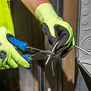 Klein Tools J2000-48 Pliers, Diagonal Cutting Pliers with Angled Head, Heavy-Duty to Cut ACSR, Screws, Nails, and most Hardened Wire, 8-Inch