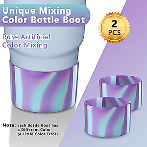 WUQID Protective Mixed Silicone Boot Sleeve 2PC Compatible with Stanley 20 30 40oz & Hydroflask 12oz-40oz Bottles/Tumbler Anti-Slip Bottom Sleeve Cover for All Bottles Bottom Width of 2.83-2.95in