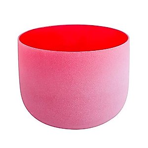 ENERGYSOUND 432Hz Perfect Pitch C Note Root Chakra Red Colored Frosted Quartz Crystal Singing Bowl 10 inch mallet & o-ring included