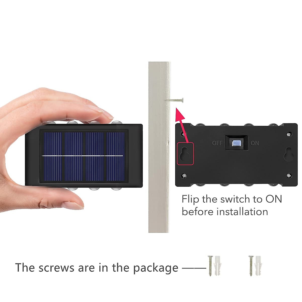 Solar Wall Lights Outdoor Deck Lights Solar Powered Sconce Up Down Lighting Waterproof for Fence, Step, Stair, Porch, Patio Decoration (White 6 Pack)