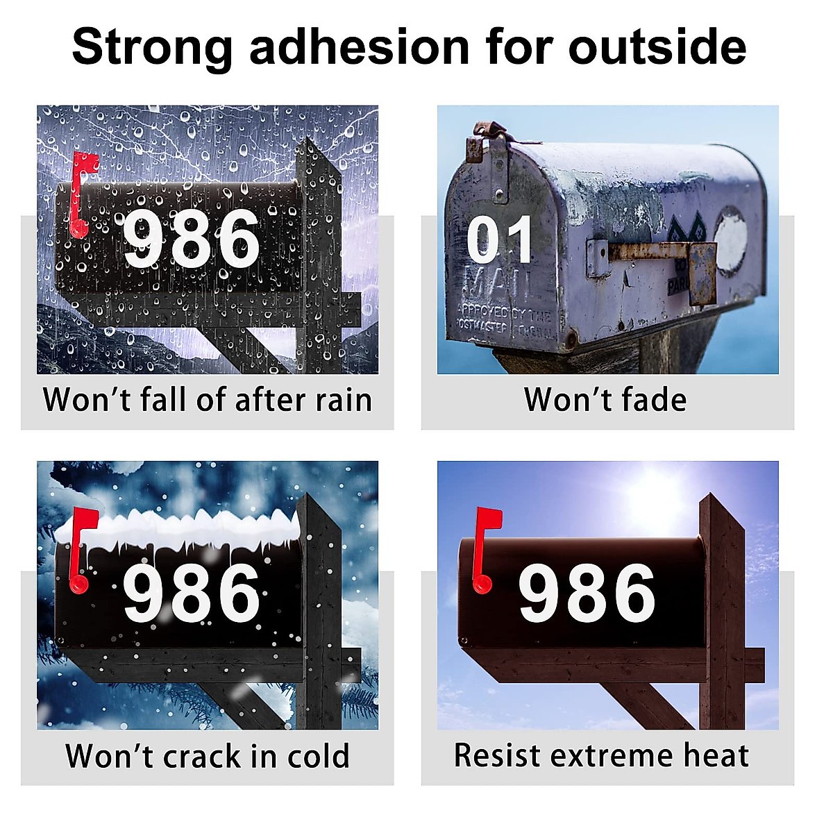 Mailbox Numbers for Outside, 50 Pcs Reflective Number Stickers with Sticky Tab for Easy Backing Separation, Pre-cut for Effortless Align, Strong Self Adhesive Vinyl Address Numbers for Houses (3 inch)