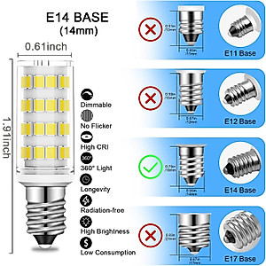 E14 European Base Bulb e14 led Bulb Turkish Lamp Bulb Replace Dimmable 4W Equivalent 40W Incandescent Bulb, AC 110V-130V Daylight White 6000K, 400LM 2Pack (Daylight White)