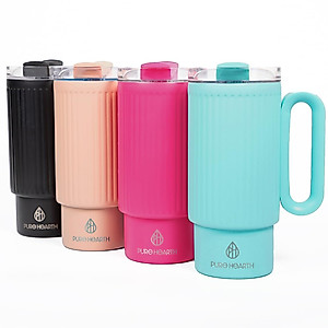 PURE HEARTH EcoFuse Tumbler with Handle and Straw 40 oz | Twist on 3 Way Lid | Double Wall Vacuum Insulated Stainless Steel Cup for Travel | Infusion Filter | Keep Hot and Cold | BPA Free