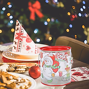 Cabilock 8pcs Portable Cylinder Airtight Cookie Container Candy Containers for Cookie Containers for Giving Christmas Empty Tin Holiday Cookie Box Metal Christmas Jar Seal