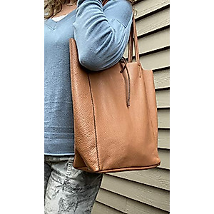 Taylor Tote Shoulder Bag Soft Italian Leather (Brown)
