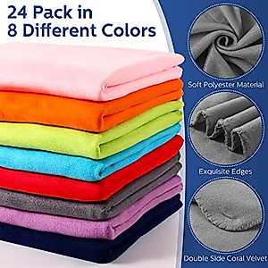 24 Pack Bulk Fleece Throw Blankets Solid Color Warm Fleece Blankets Lightweight Polar Fleece Blanket Soft Solid Polyester Sofa Blankets for Home Dorm Bed Sofa, 50 x 60 Inch (Vivid Colors)