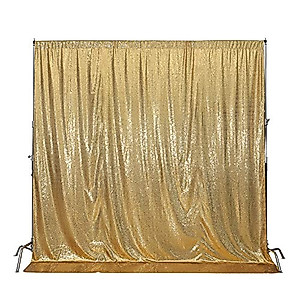 SquarePie Sequin Backdrop Curtain Not See Through Background for Wedding Party 10FT x 10FT Gold