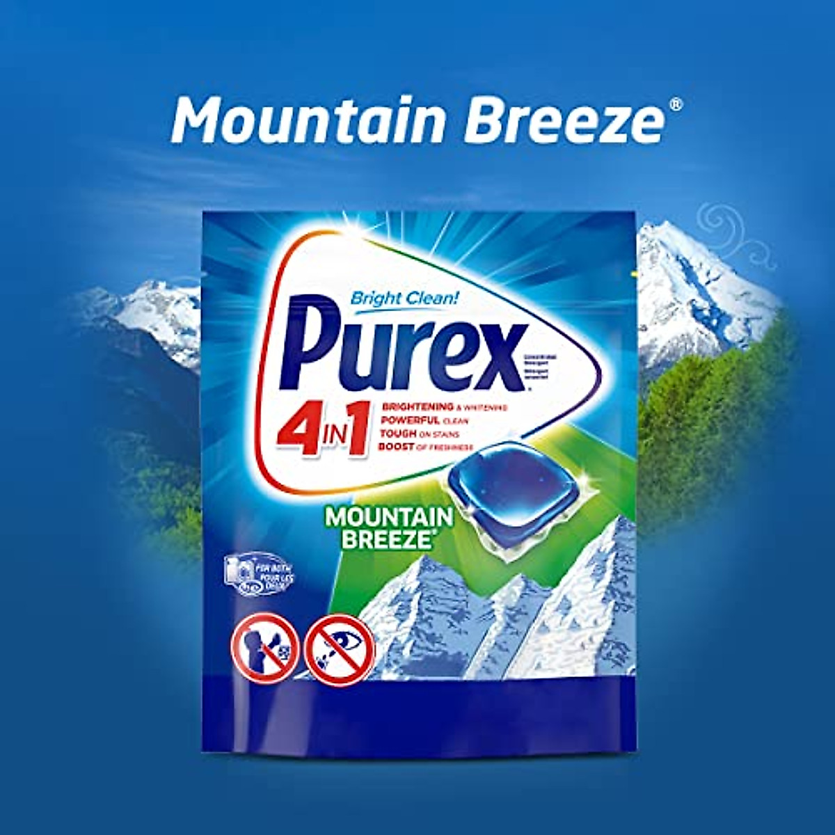 Purex 4-in-1 laundry detergent pacs, mountain breeze, 58 Count