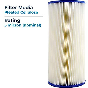 SpiroPure SP-EC5-BB 10x4.5 5 Micron Pleated Cellulose Sediment Water Filter Cartridge ECP5-BB 255490-43 CP5-BBS (Case of 8)
