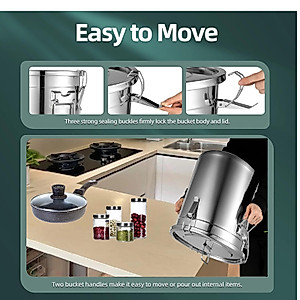 LyeXD 48L Stainless Steel Airtight Canister, Food Storage Containers with Lids Airtight Rice Cereal Grain Container Storage Box, Kitchen Canisters Metal Food Canisters Container for Rice, Grains, Oil