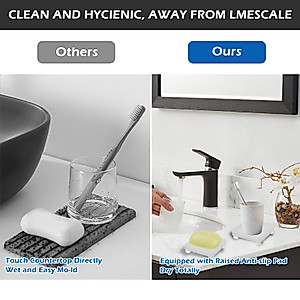 4Pack Water Absorbent Diatomite Coasters, Instant Dry Sink Organizer Water Absorbing Stone Tray Diatomaceous Earth Soap Dish Toothbrush Holder Stone Drying Mat for Bathroom Kitchen Sink Countertop (L)